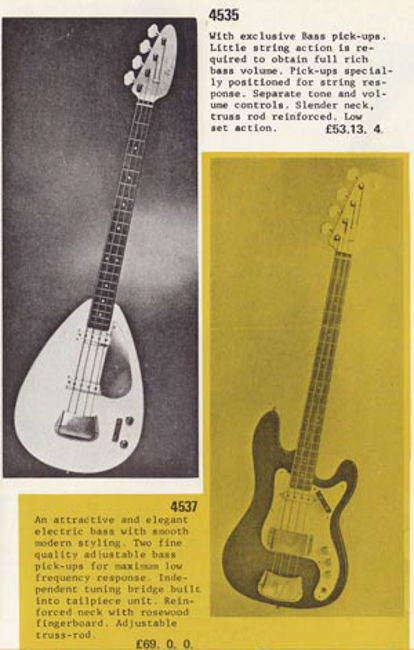 Vox Mark IV/Dallas Arbiter Model 4535 Solid Body Electric Bass Guitar ...